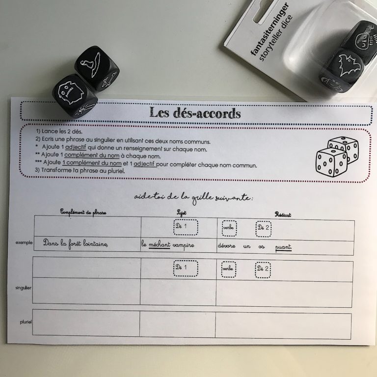 Le "Dés-accords" et Le "Petit Bac Grammaire" | Maitresse de la forêt