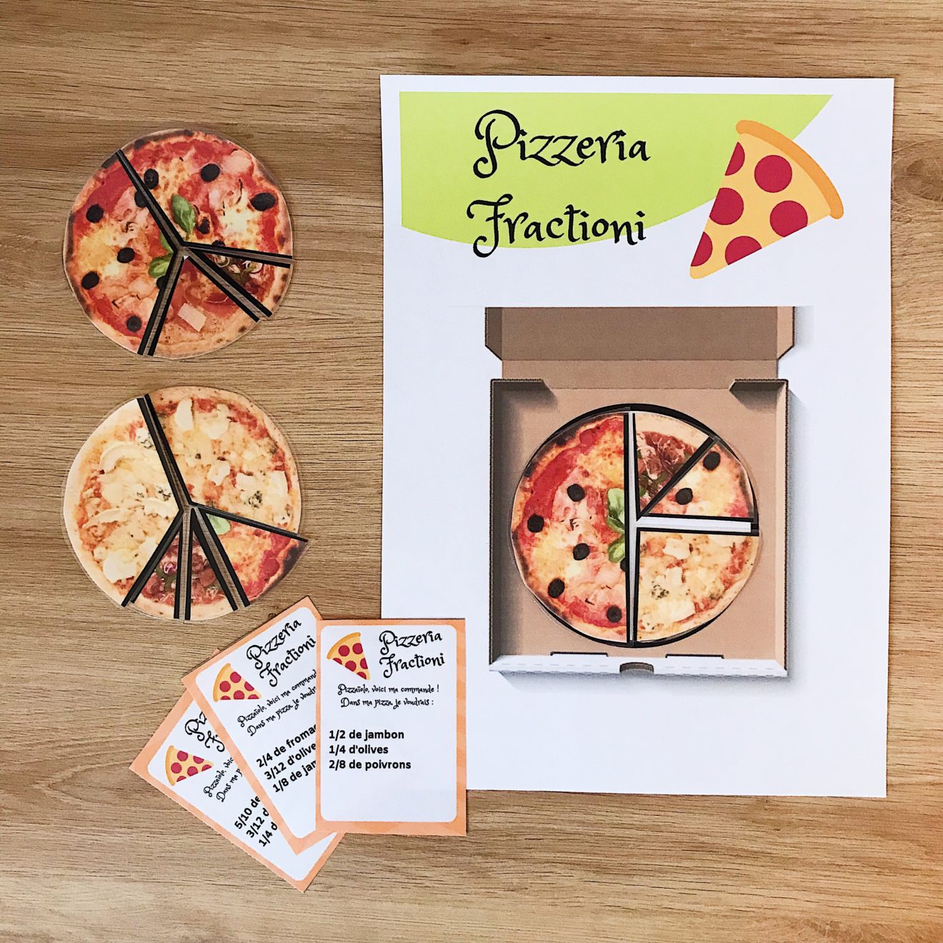 Jeu sur les fractions : les pizzas | Maitresse de la forêt