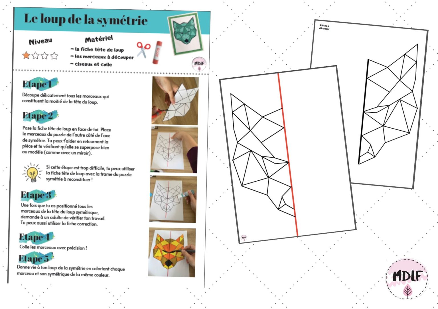 Le loup de la symétrie - Version à distance | Maitresse de la forêt