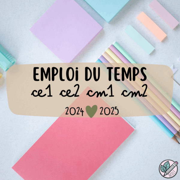 Emploi du temps CE/CM | Maitresse de la forêt